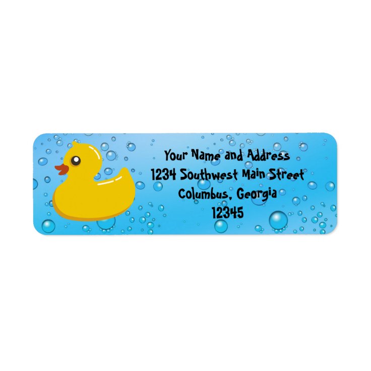 Cute Rubber Ducky/Blue Bubbles Label | Zazzle