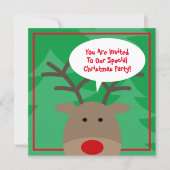 Cute Rudolf the red nose reindeer Christmas party Invitation | Zazzle