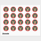 Cute Rudolph Reindeer Christmas Red Green Classic Classic Round Sticker ...