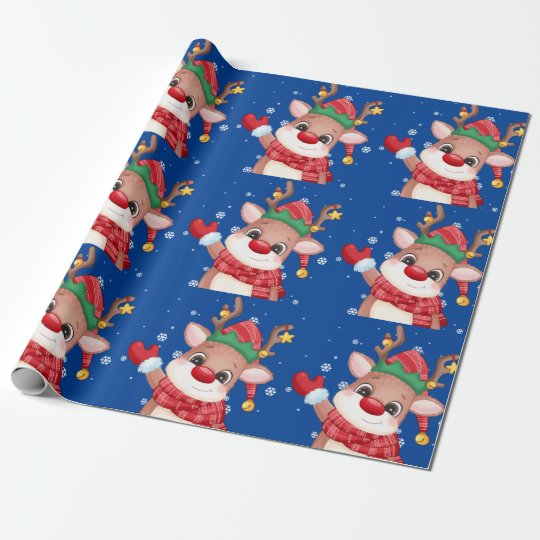 Cute Rudolph The Red Nose Reindeer Wrapping Paper | Zazzle.com