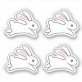 Cute Running Bunny Rabbit Set of 4 Sticker | Zazzle