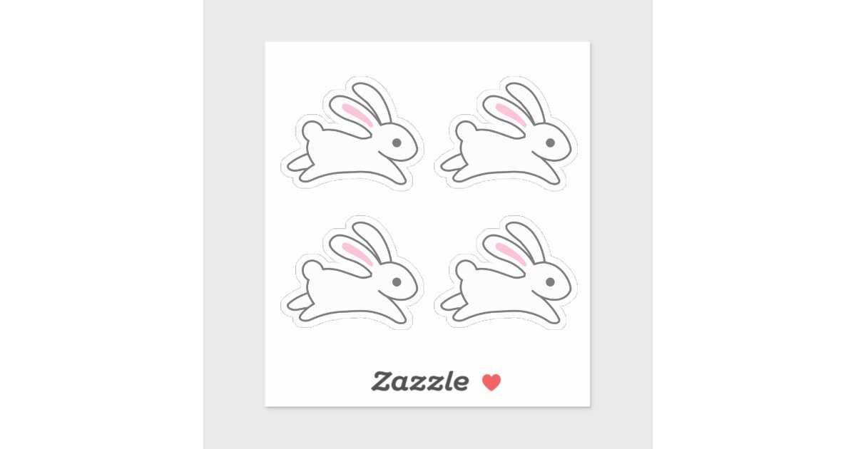 Cute Running Bunny Rabbit Set of 4 Sticker | Zazzle