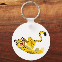 Cute Running Cartoon Cheetah Keychain | Zazzle