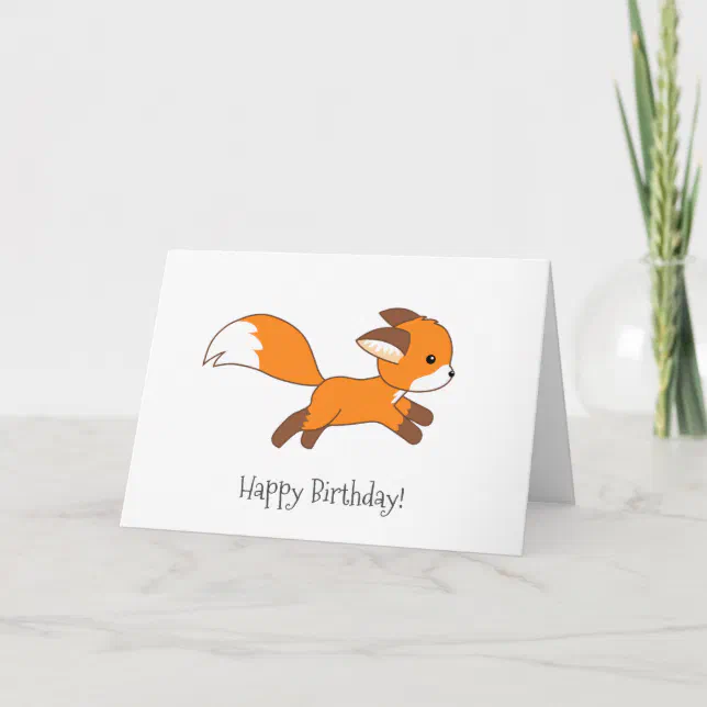 Cute Running Fox Birthday Card | Zazzle