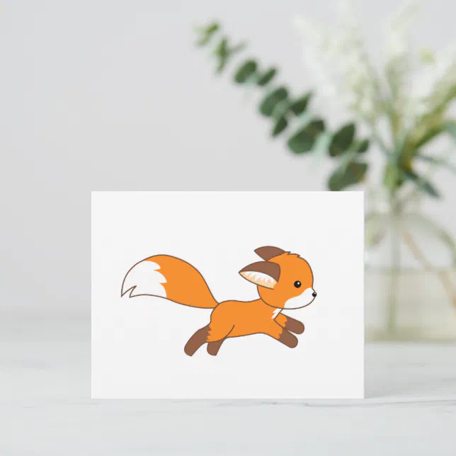 Cute Running Fox Postcard | Zazzle