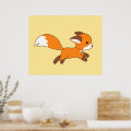 Cute Running Fox Poster | Zazzle