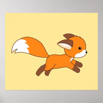 Cute Running Fox Poster | Zazzle