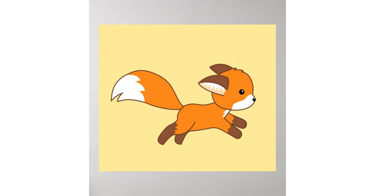 Cute Running Fox Poster | Zazzle