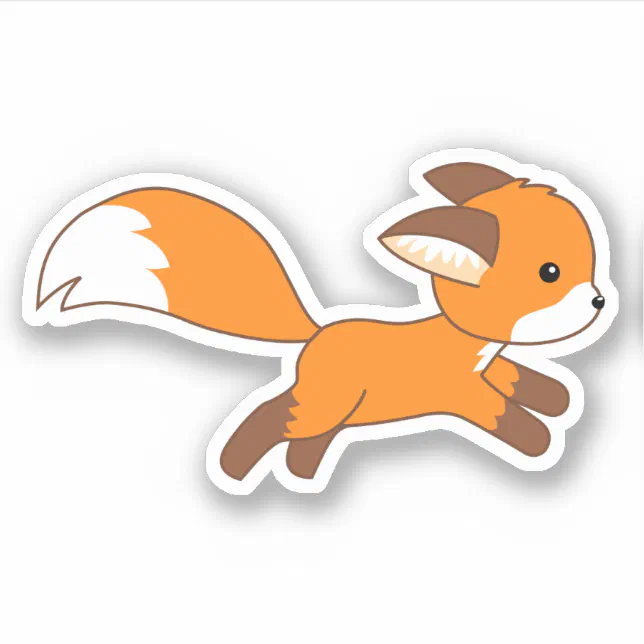 Cute Running Fox Sticker | Zazzle