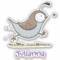 Cute running quail cartoon illustration sticker | Zazzle