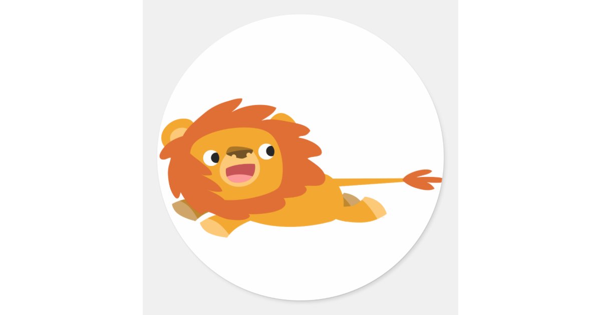 Cute Rushing Cartoon Lion Sticker | Zazzle