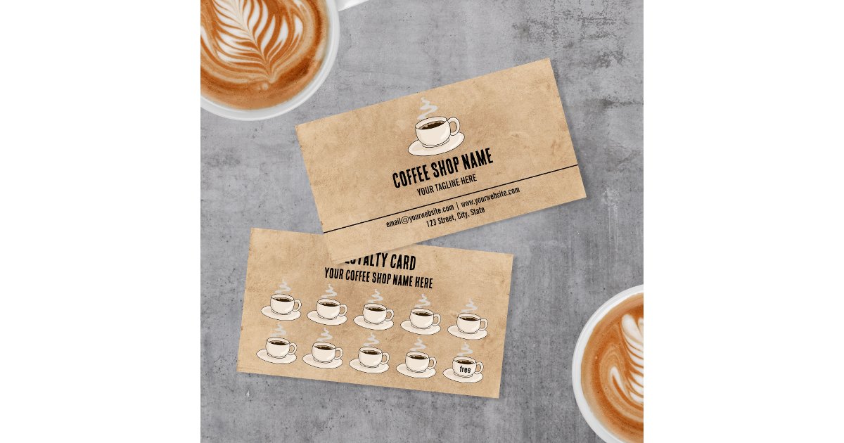 Cute Rustic Cafe Coffee Shop Rewards Loyalty Card | Zazzle