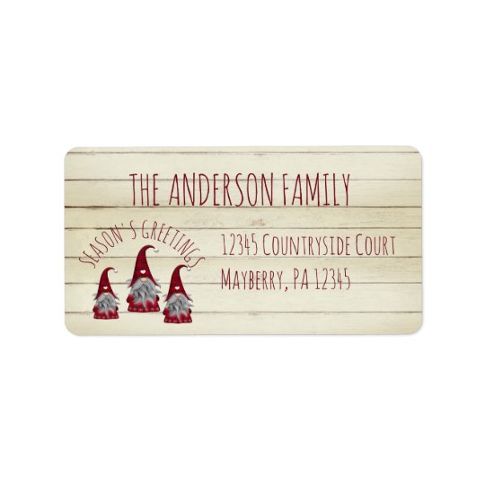 Cute Rustic Faux Wood Christmas Family Gnomes Label | Zazzle.com