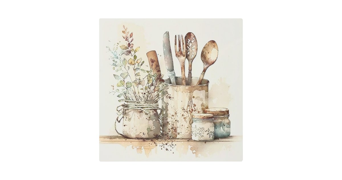 cute Rustic kitchen Farmhouse Metal Print | Zazzle