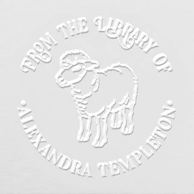 Cute Rustic Lamb Sheep Ewe Library Book Name Embosser | Zazzle