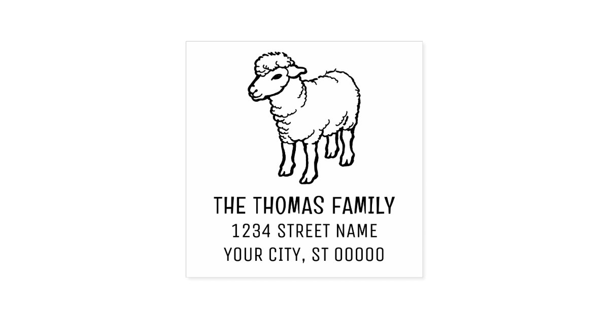 Cute Rustic Lamb Sheep Ewe Name Return Address Self-inking Stamp | Zazzle