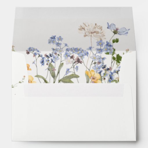 Cute Rustic Meadow Floral Wildflower Wedding Envelope | Zazzle