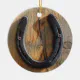 Cute Rustic Western Good Luck Horseshoe Wood Look Ceramic Ornament | Zazzle
