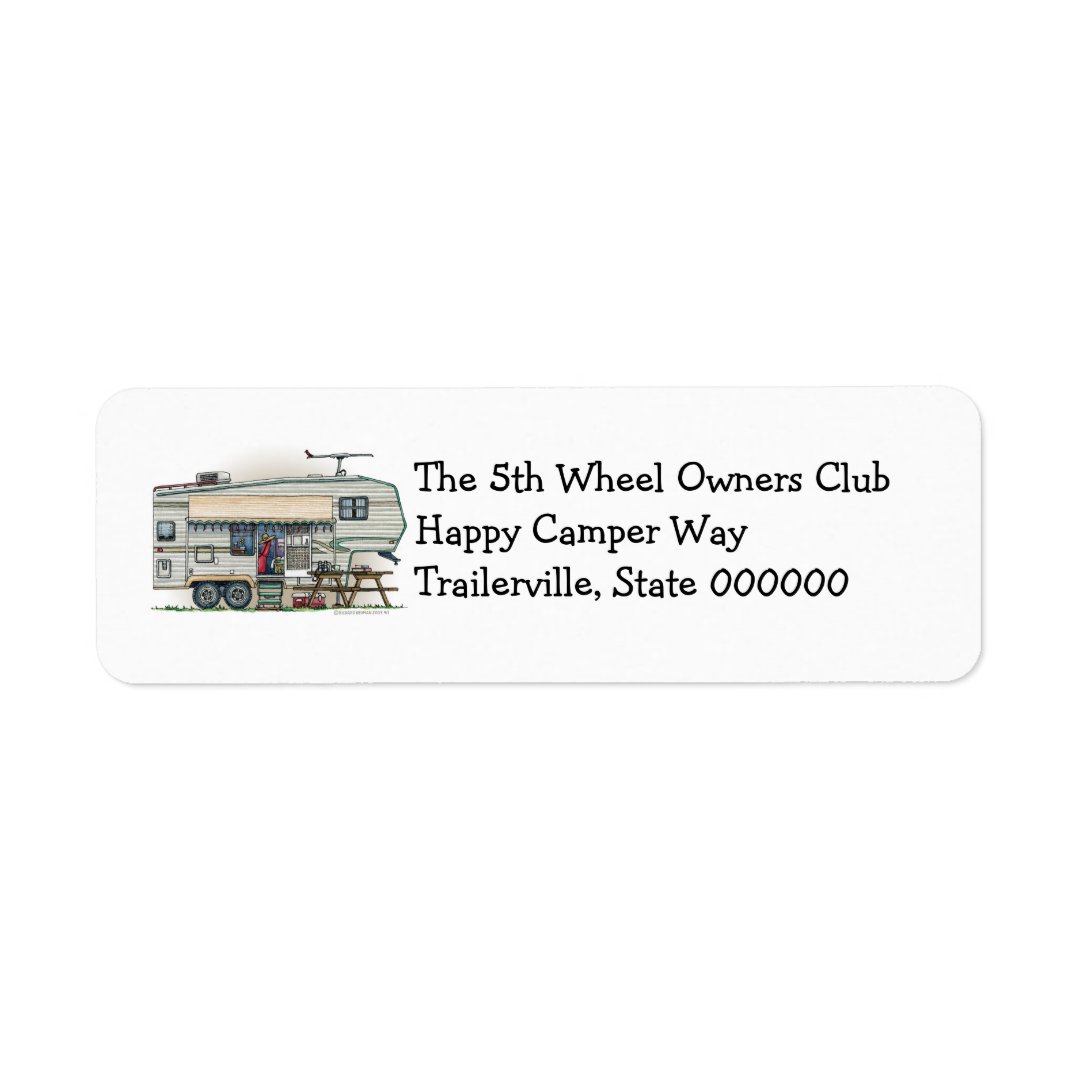 Cute RV Vintage Fifth Wheel Camper Travel Trailer Label | Zazzle