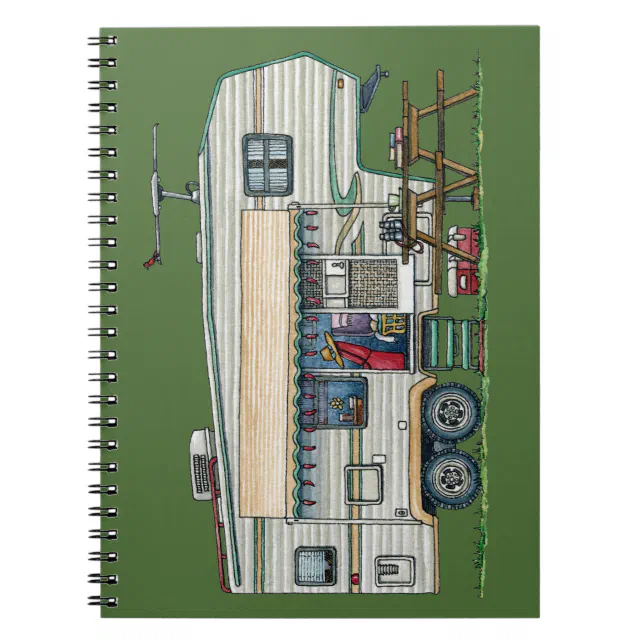 Cute RV Vintage Fifth Wheel Camper Travel Trailer Notebook | Zazzle