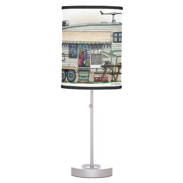 Cute RV Vintage Fifth Wheel Camper Travel Trailer Table Lamp | Zazzle