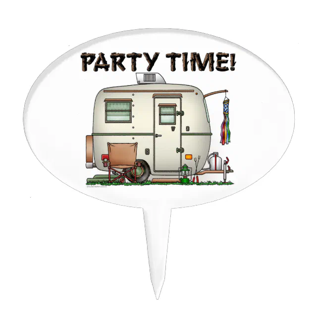 Cute RV Vintage Glass Egg Camper Travel Trailer Cake Topper | Zazzle
