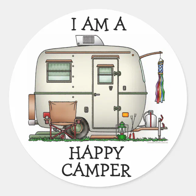 Cute RV Vintage Glass Egg Camper Travel Trailer Classic Round Sticker ...