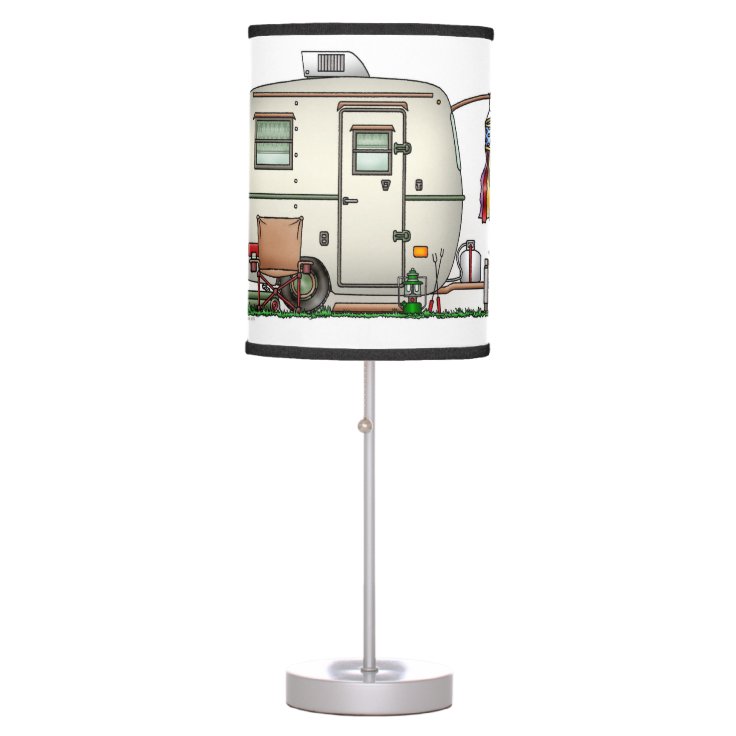 Cute RV Vintage Glass Egg Camper Travel Trailer Table Lamp | Zazzle