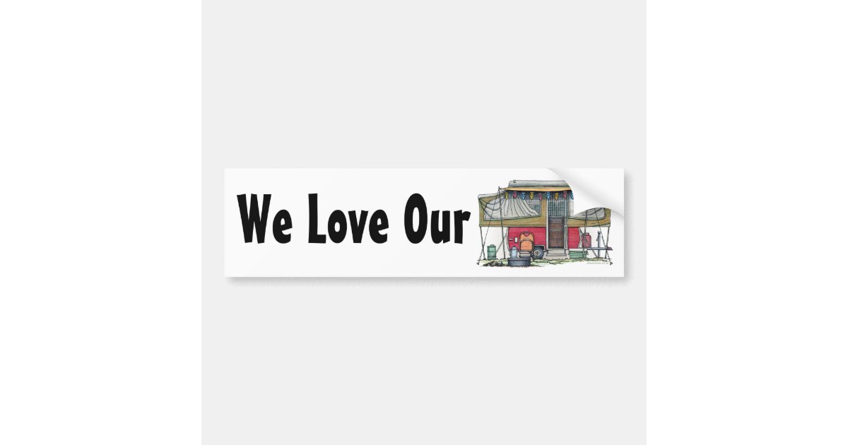 Cute RV Vintage Popup Camper Travel Trailer Bumper Sticker | Zazzle