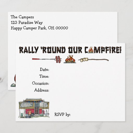 Cute RV Vintage Popup Camper Travel Trailer Invitation | Zazzle