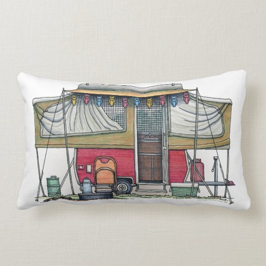 Cute RV Vintage Popup Camper Travel Trailer Lumbar Pillow | Zazzle.com
