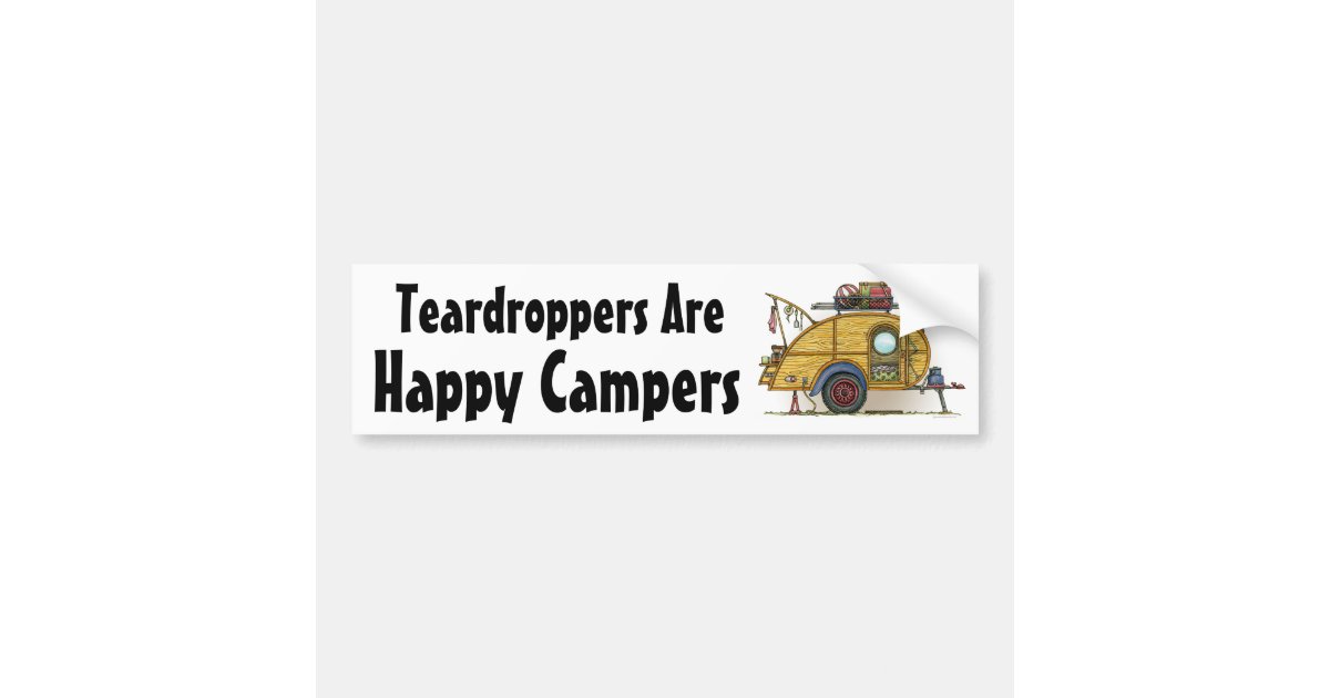 Cute RV Vintage Teardrop Camper Travel Trailer Bumper Sticker | Zazzle