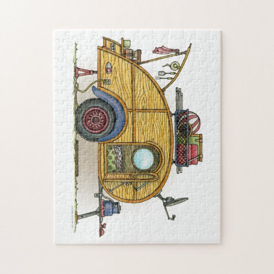 Cute RV Vintage Teardrop Camper Travel Trailer Jigsaw Puzzle | Zazzle.com