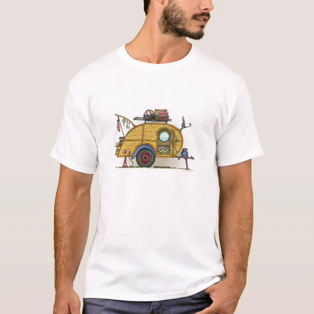 Cute RV Vintage Teardrop Camper Travel Trailer T-Shirt | Zazzle