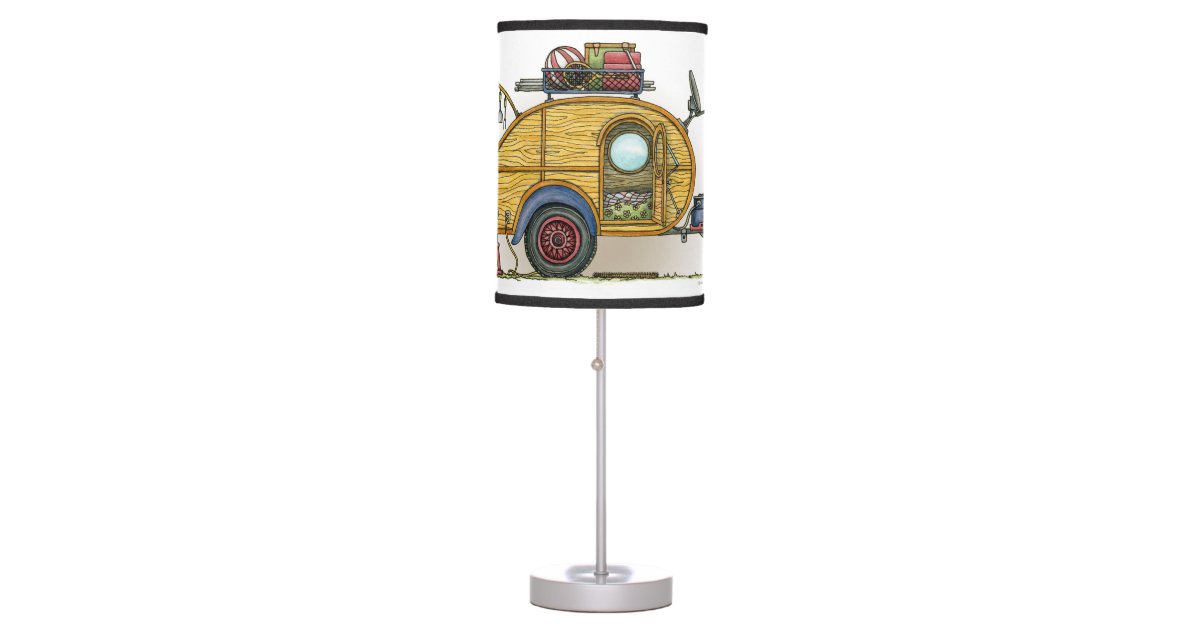 Cute RV Vintage Teardrop Camper Travel Trailer Table Lamp | Zazzle