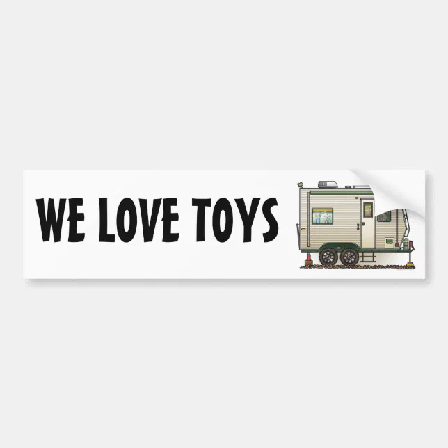 Cute RV Vintage Toy Hauler Camper Travel Trailer Bumper Sticker | Zazzle