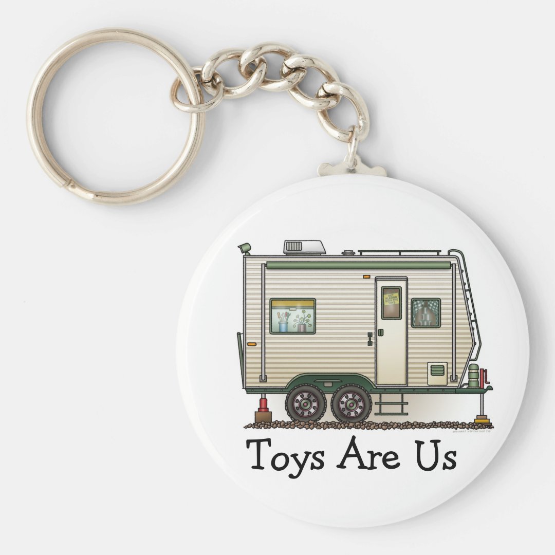 Cute RV Vintage Toy Hauler Camper Travel Trailer Keychain | Zazzle