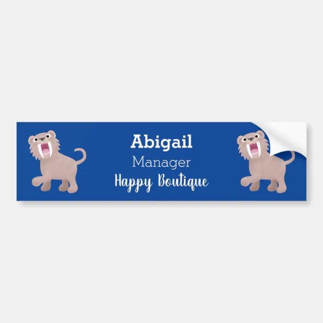 Cute Saber Toothed Tiger Smilodon cartoon Bumper Sticker | Zazzle