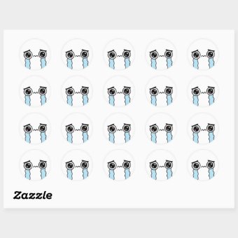 Cute Sad Crying Face Emoji Classic Round Sticker | Zazzle
