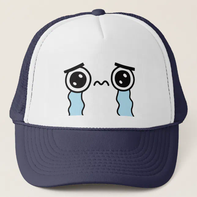 Cute Sad Crying Face Emoji Trucker Hat | Zazzle