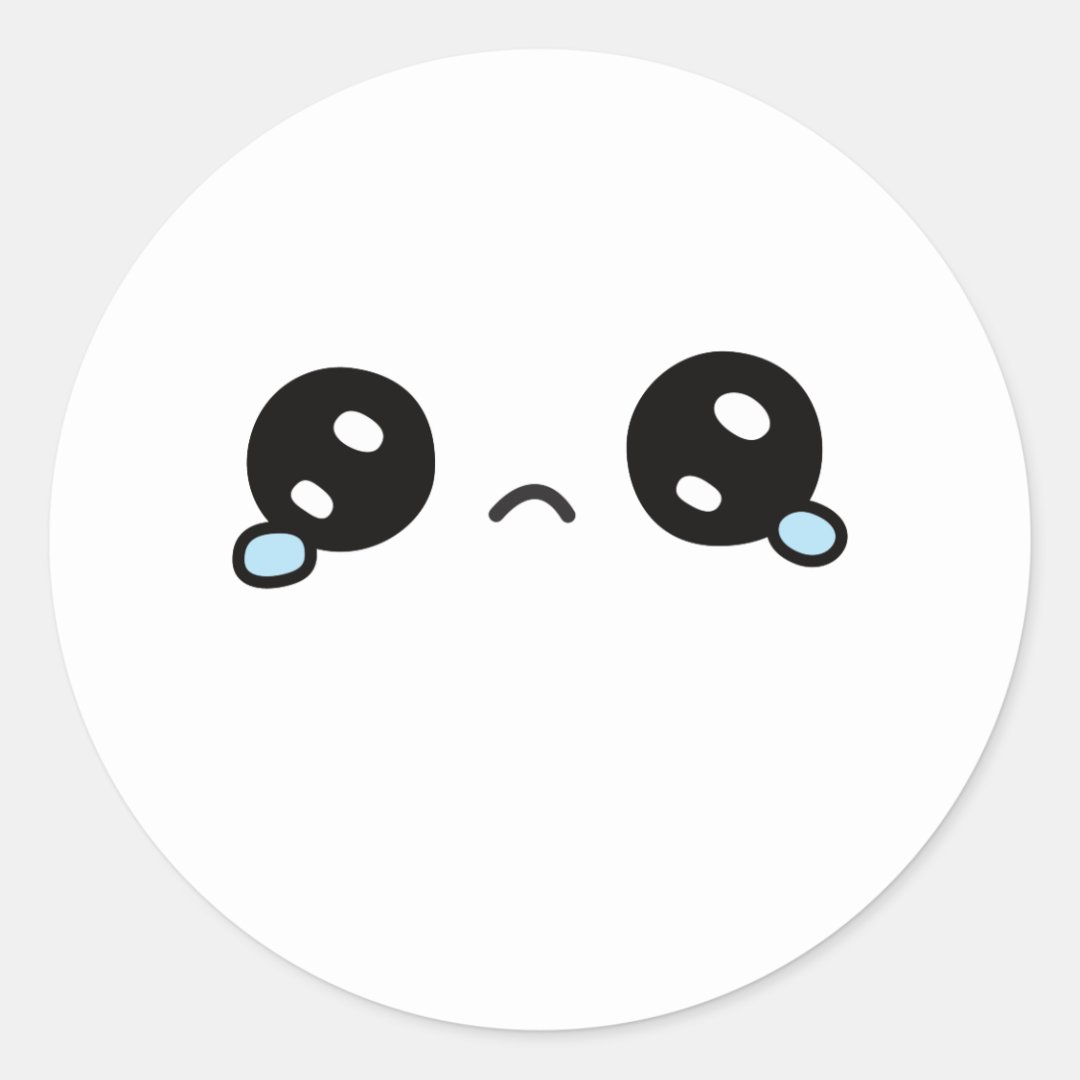 Cute Sad Face Tears Welling Classic Round Sticker | Zazzle