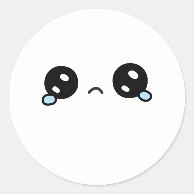 Cute Sad Face Tears Welling Classic Round Sticker | Zazzle