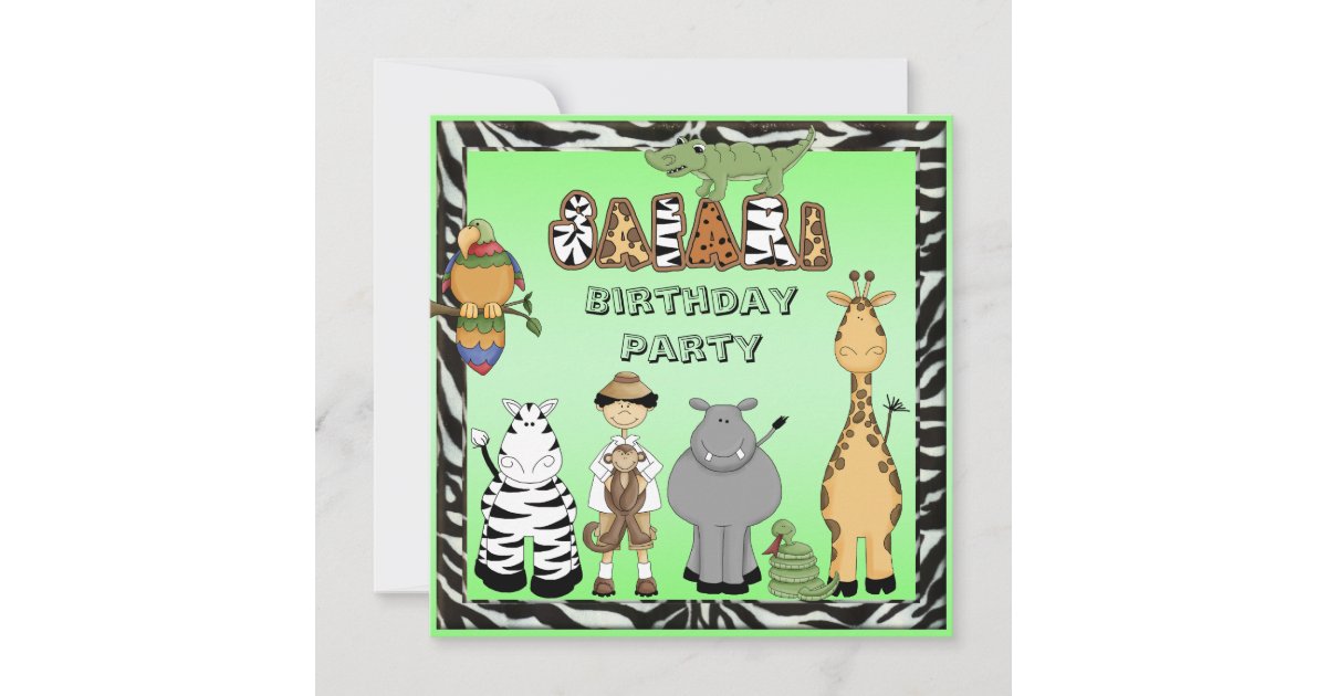 Cute Safari Animals Birthday Party Invitation | Zazzle