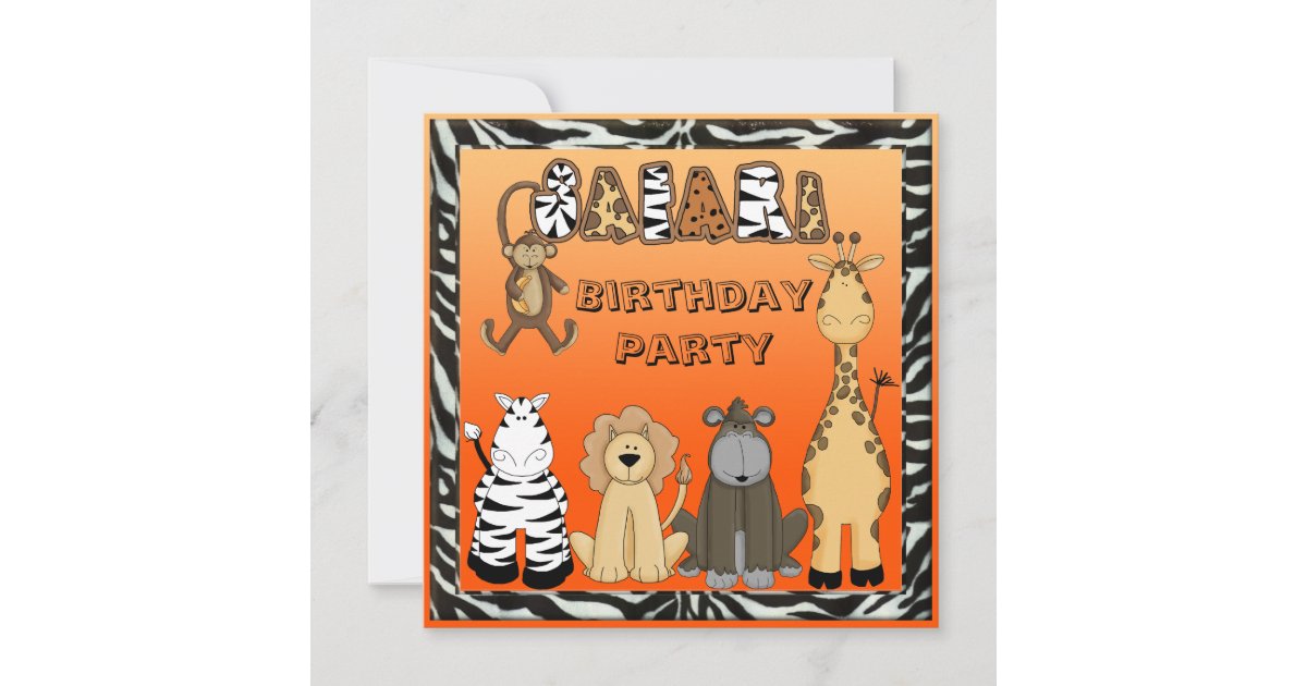 Cute Safari Animals Birthday Party Invitation | Zazzle