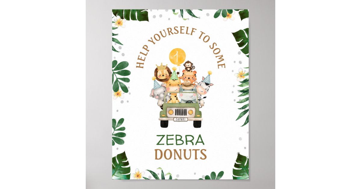 Cute Safari Animals Birthday Party Sign | Zazzle