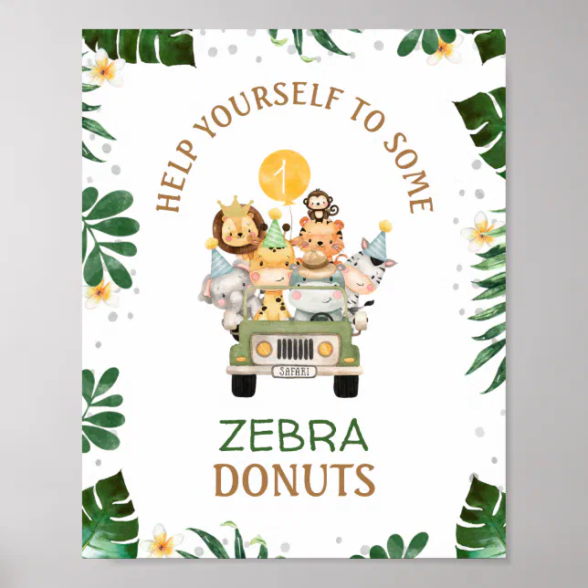 Cute Safari Animals Birthday Party Sign | Zazzle