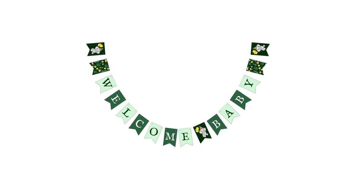 Cute Safari Animals Elephant Welcome Baby Shower Bunting Flags | Zazzle