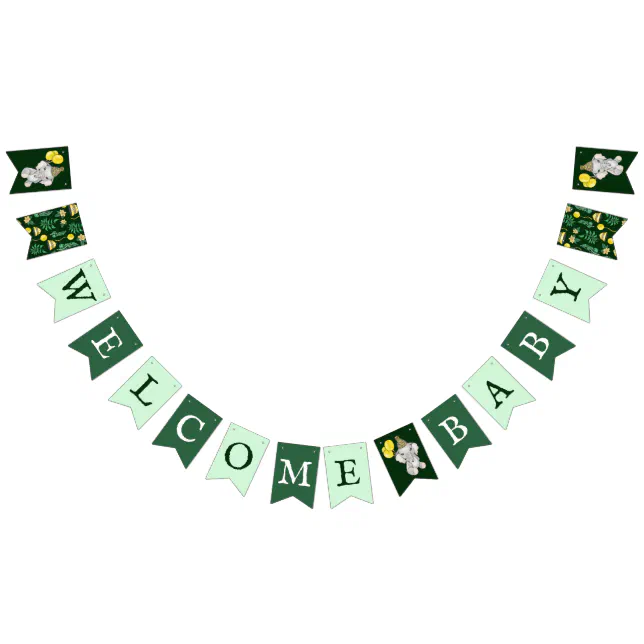Cute Safari Animals Elephant Welcome Baby Shower Bunting Flags | Zazzle