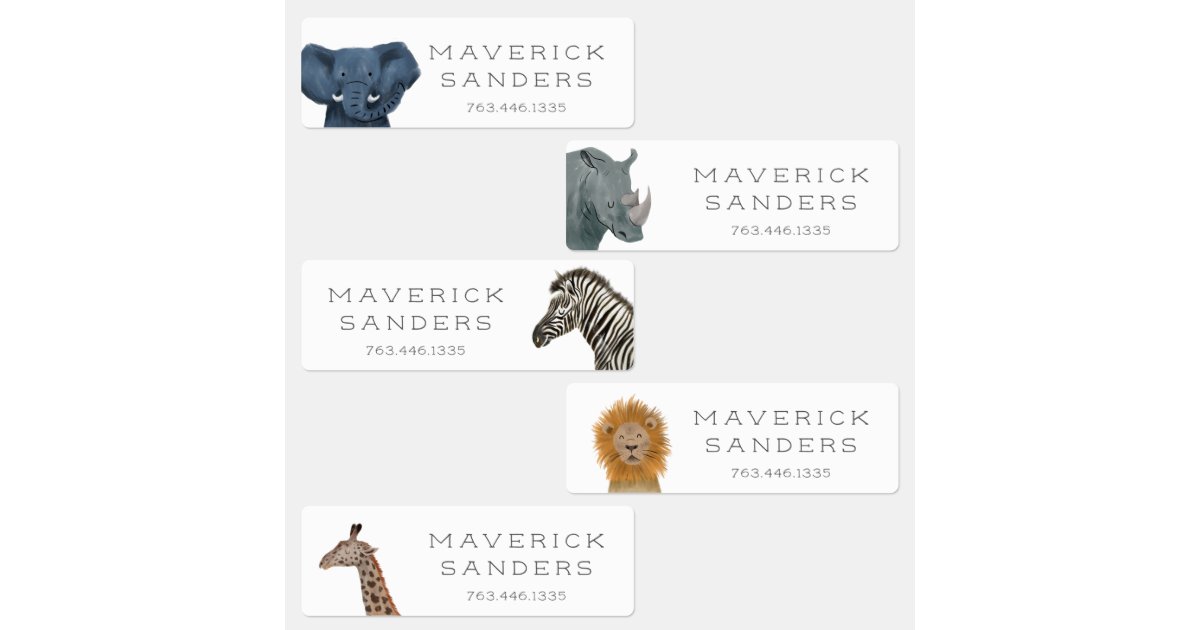 Cute Safari Animals Kids' Labels | Zazzle