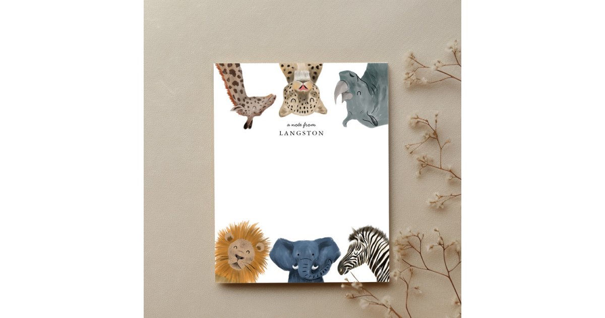 Cute Safari Animals Kids Note Card | Zazzle
